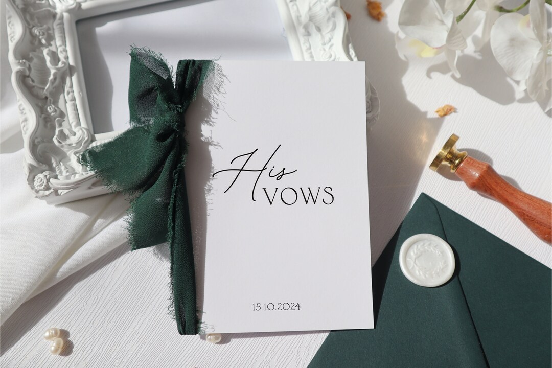 His Vows Card, Personalised Wedding Vows Card, Her Vows Card, His and ...