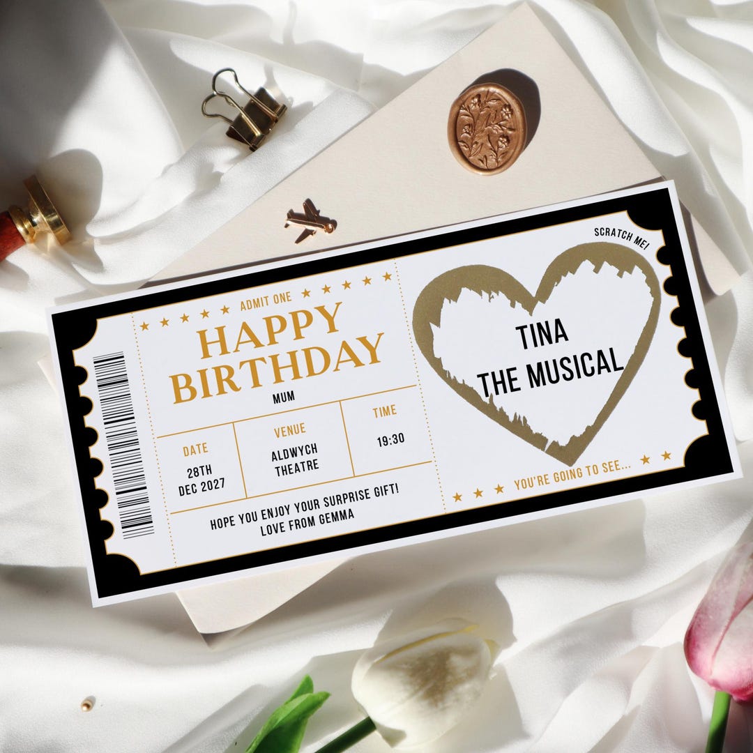 Personalised Musical Show Scratch Reveal Card, Musical Theatre Surprise ...