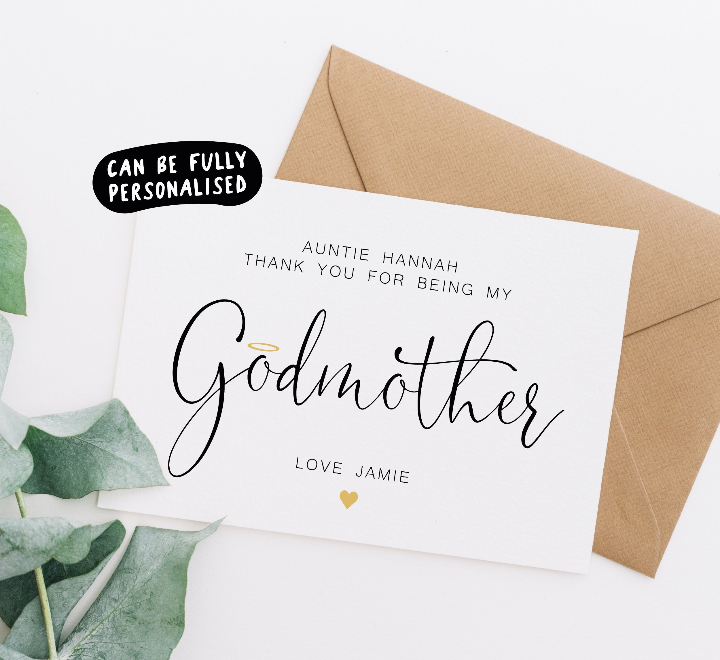 Thank You for Being My Godmother Card Personalised Thank You - Etsy UK