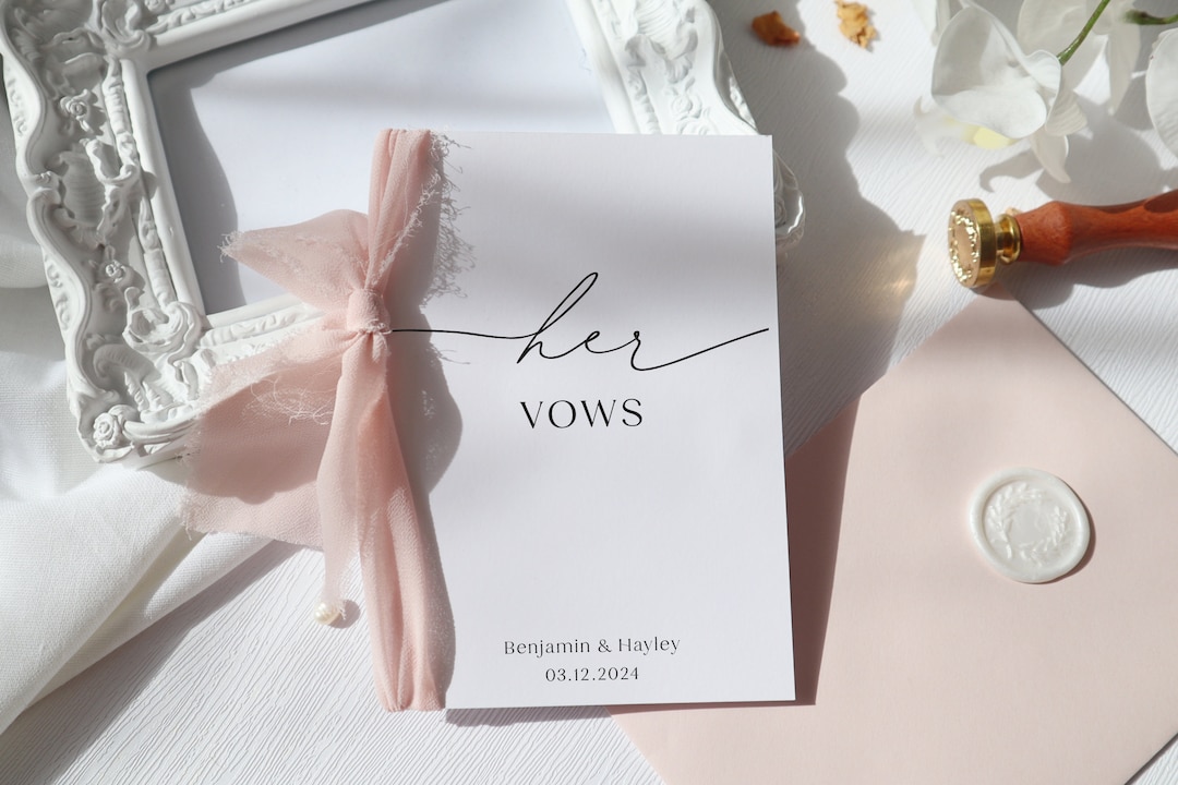 His and Her Vows Card, Her Vows Card, Wedding Vows Card, His & Hers Vow ...