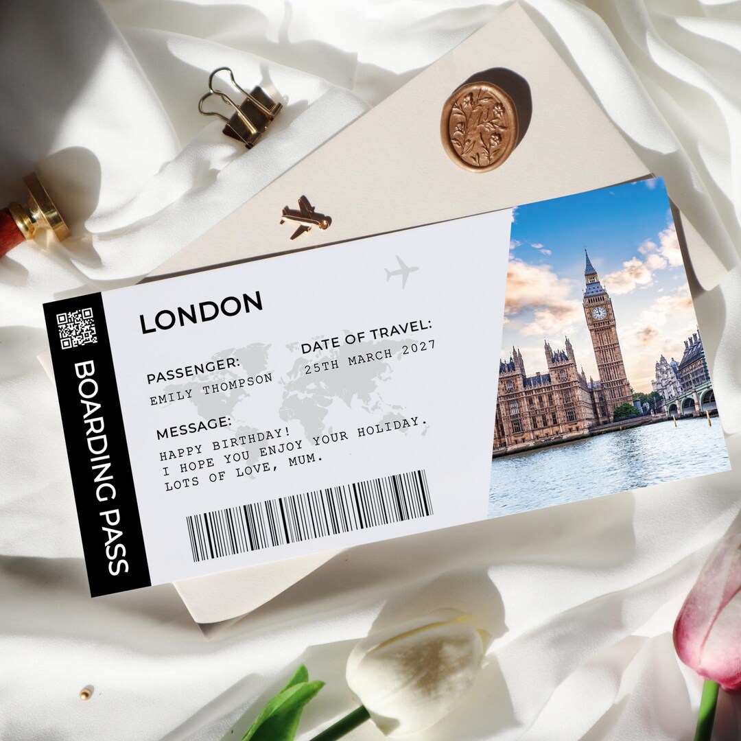 London Holiday Reveal Ticket, You're Going to London Card, Personalised ...