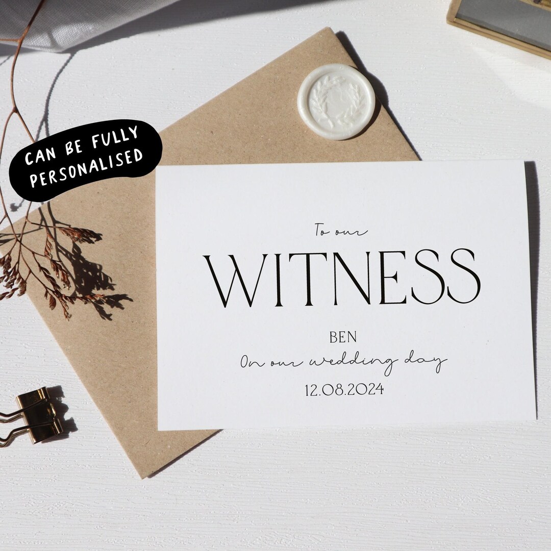 To Our Witness on Our Wedding Day Card, Thank You Witness Card, Thank ...