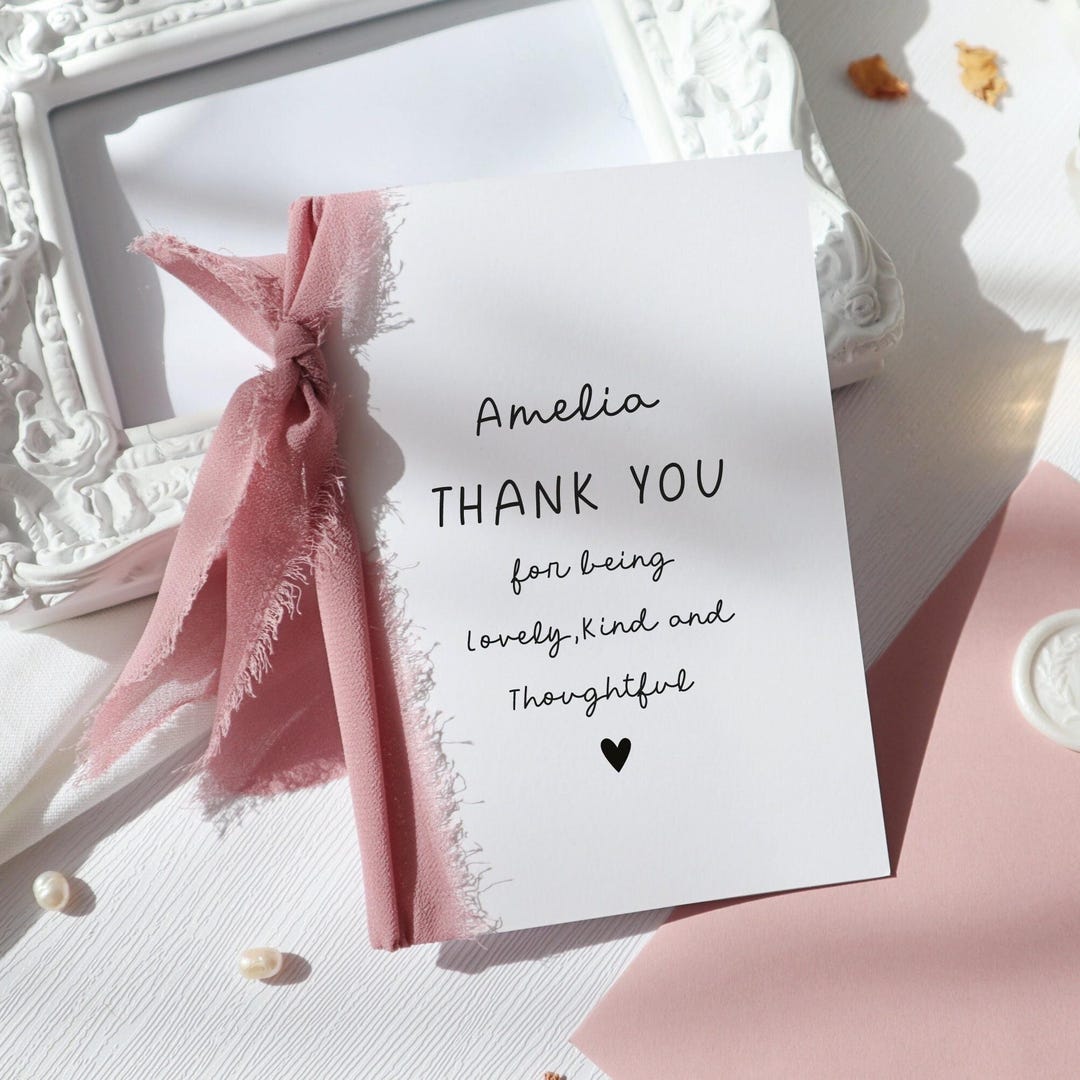 Luxury Thank You Card, Handmade Thank You Card, Personalised Thank You ...