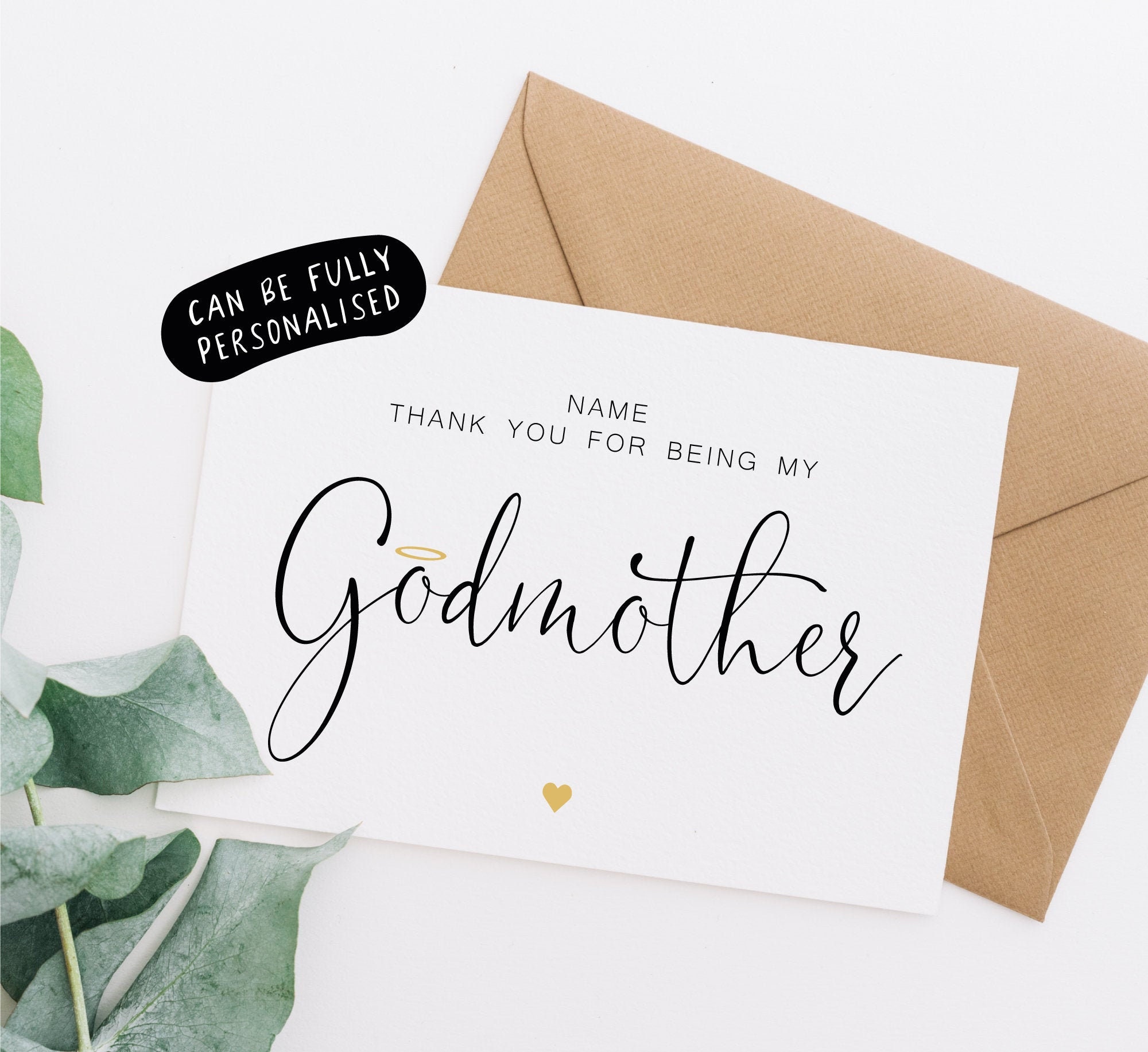 Thank You For Being My Godmother Card Personalised Thank You Etsy Uk