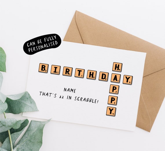 Scrabble Birthday Card Scrabble Birthday Card Personalised - Etsy UK