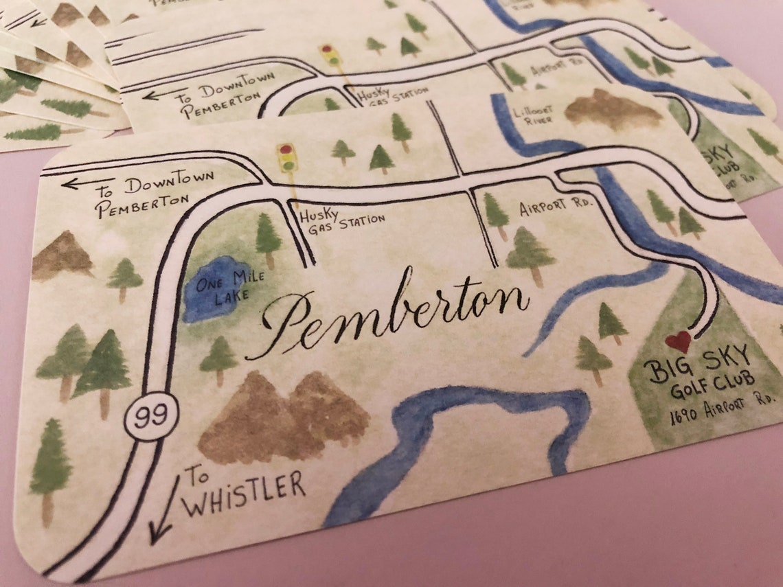 Printable Pemberton Watercolour Map for Wedding Invitations. - Etsy