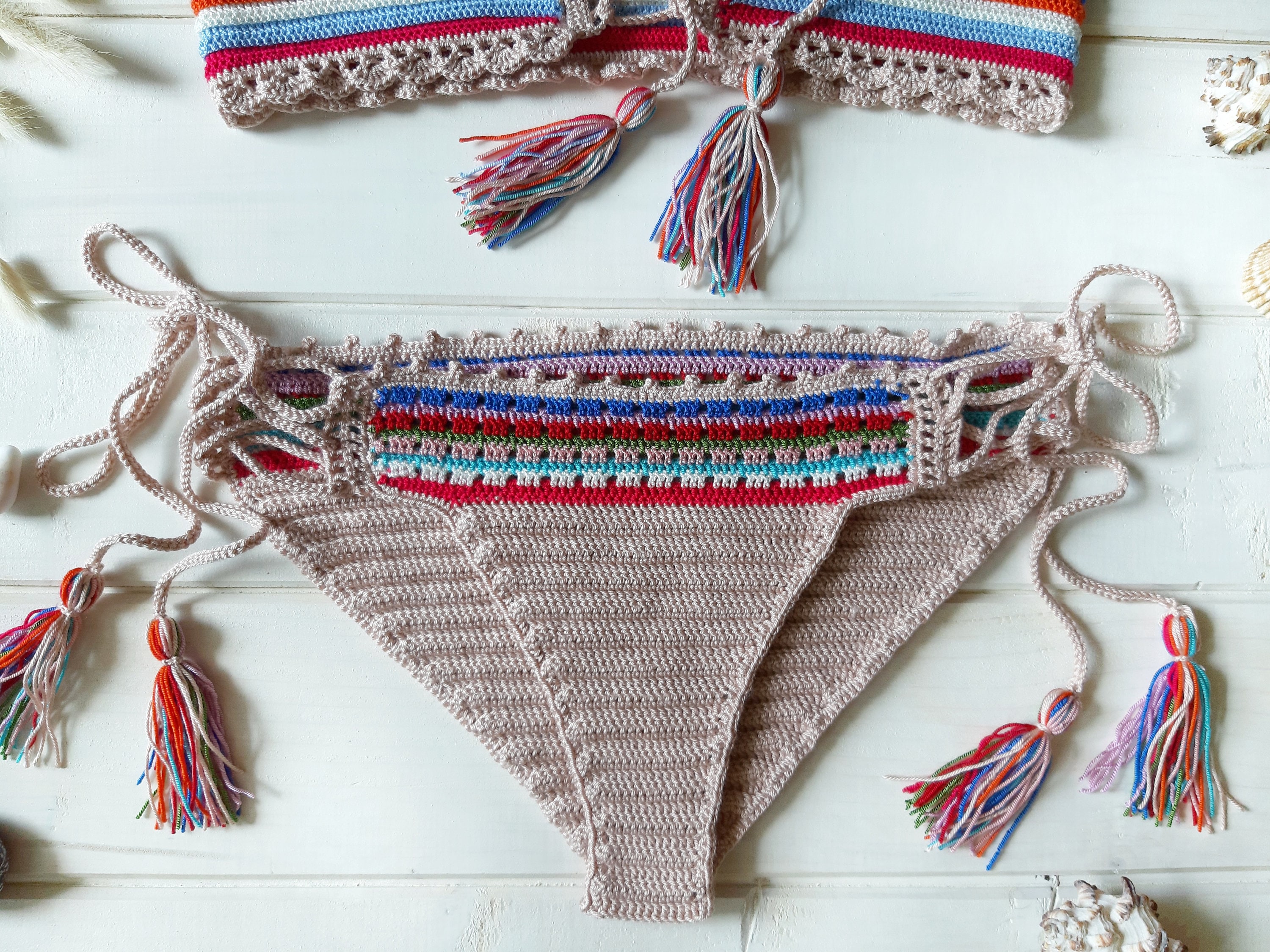 Crochet swimsuit crochet sexy bikini rainbow swimsuit | Etsy