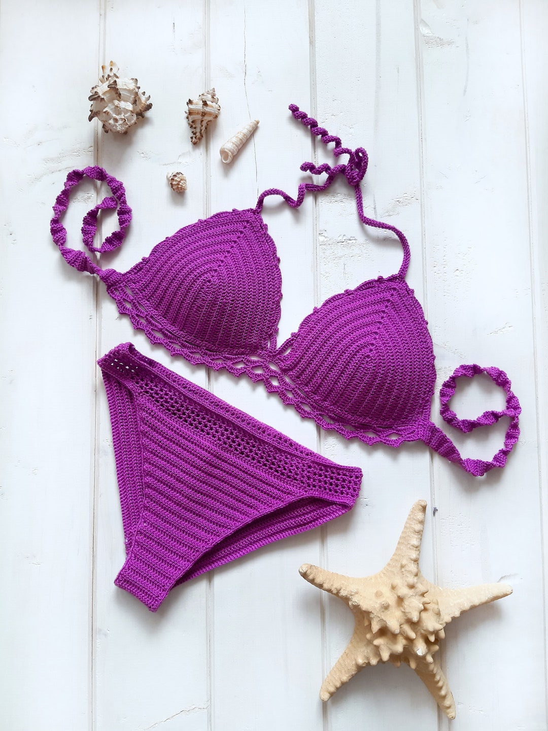 Handmade Crochet Bikini: Boho Purple Swimsuit - Etsy