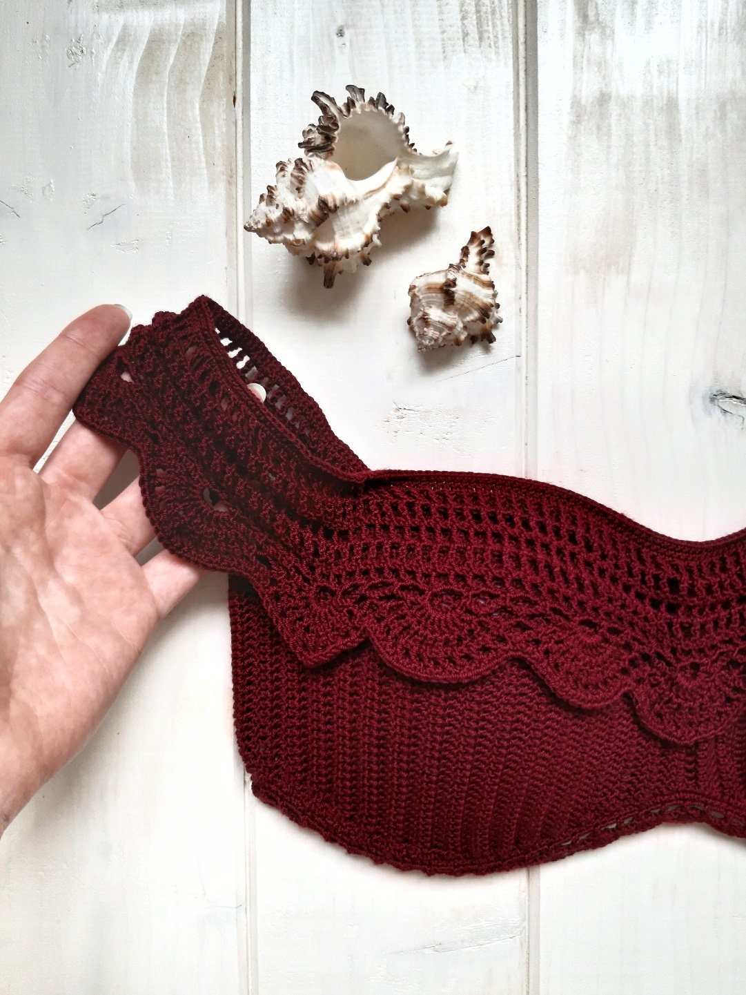 Crochet Lace Bikini, Crochet Swimsuit, Handmade Swimwear, Burgundy ...