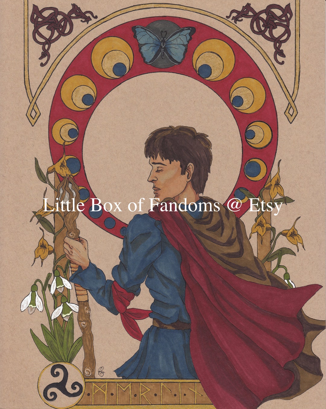 DIGITAL DOWNLOAD Merlin and Arthur Art Nouveau Printable - Etsy