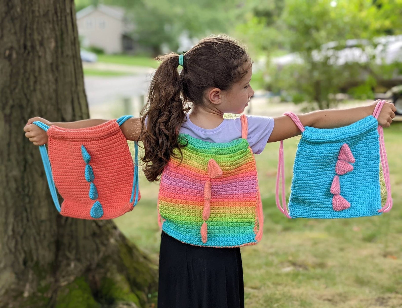 School, Child's Backpack, Dinosaur, Crochet Dinosaur Backpack With ...