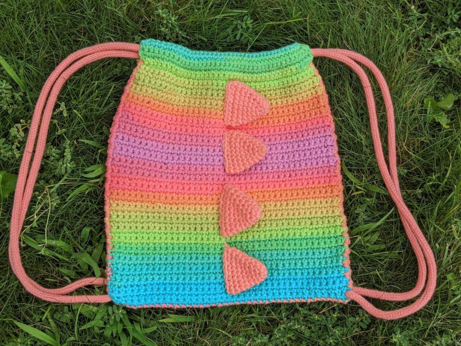School, Child's Backpack, Dinosaur, Crochet Dinosaur Backpack With ...
