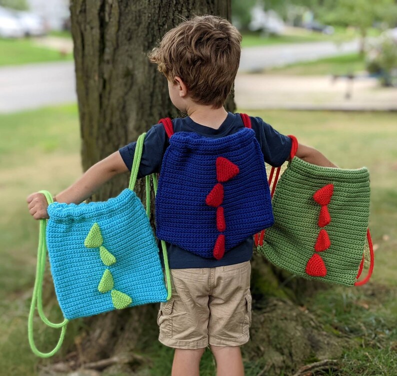 School, Child's Backpack, Dinosaur, Crochet Dinosaur Backpack With ...