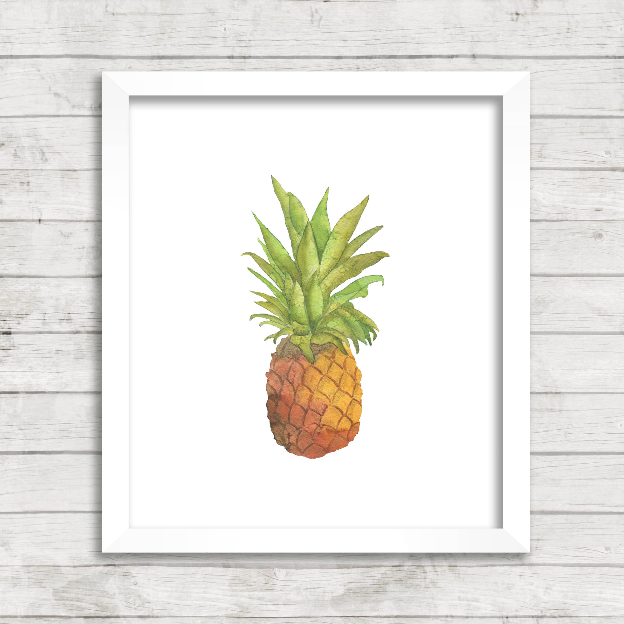 Pineapple Watercolor 8x10 Printable, Tropical Beach Party Decor ...
