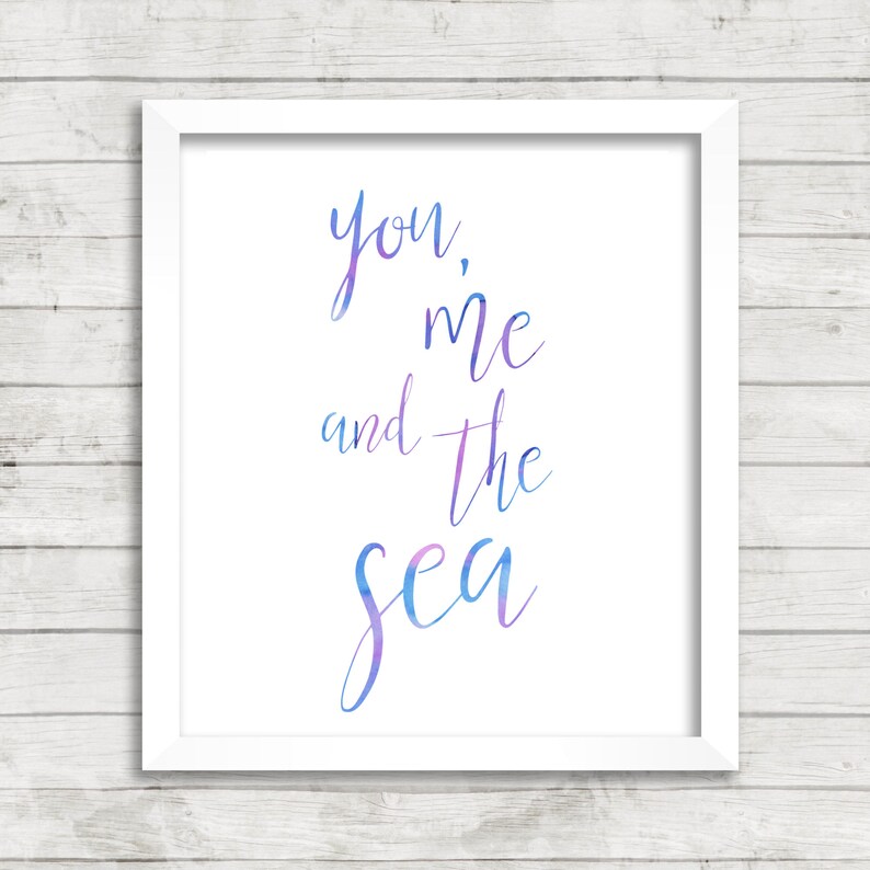 You Me and the Sea Watercolor 8x10 Printable Wall Art, Instant Download ...