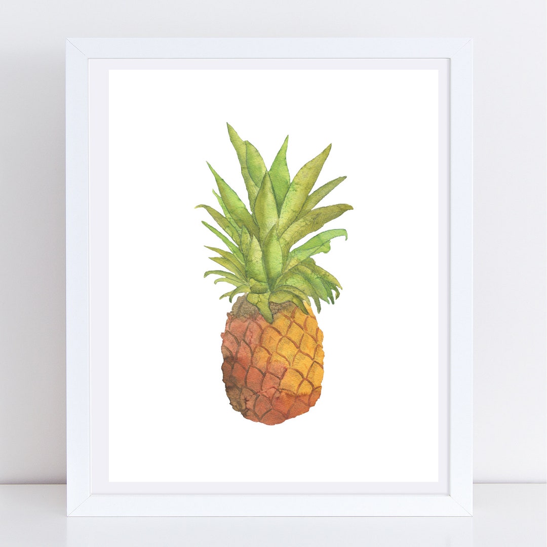 Pineapple Watercolor 8x10 Printable, Tropical Beach Party Decor ...