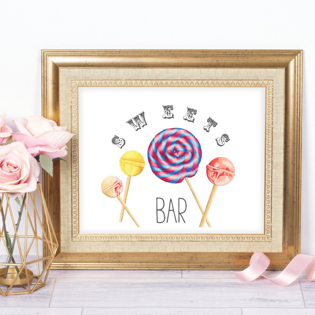 Candy Sweets Bar Party 8x10 Printable, Sweets Bar Party Sign, Cake ...