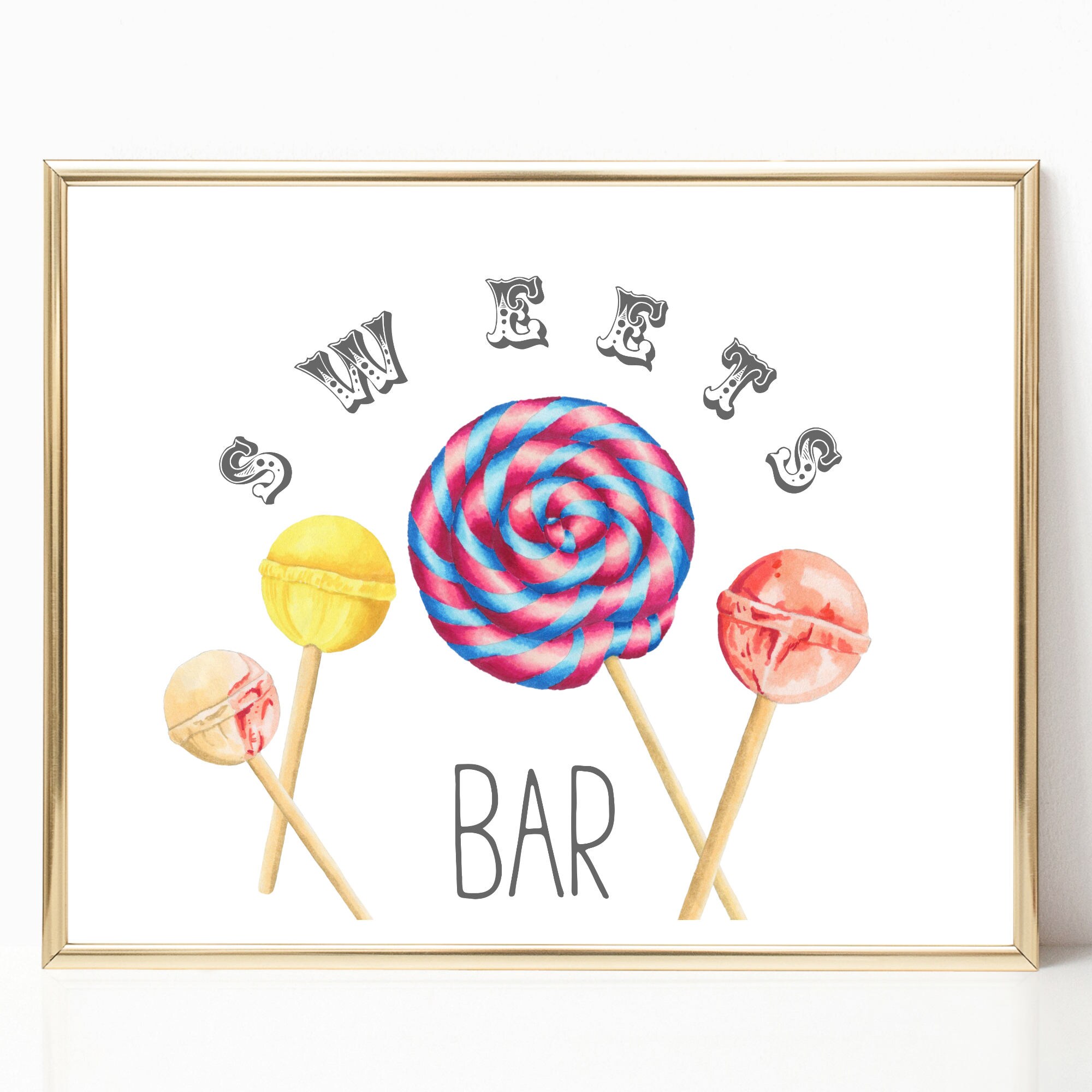 Candy Sweets Bar Party 8x10 Printable, Sweets Bar Party Sign, Cake ...
