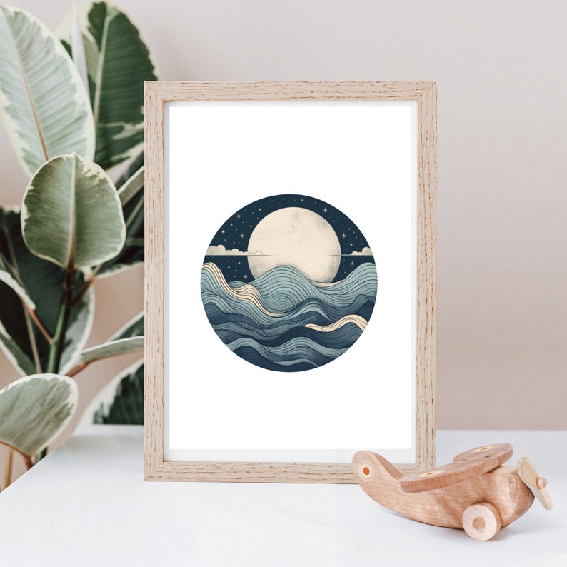 Moon Sea Stars Wall Art Print Nautical Decor Ocean Themed - Etsy