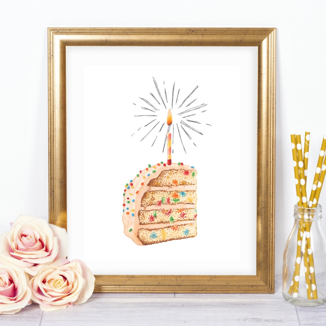 Birthday Cake 8x10 Printable, Instant Download, Birthday Party Candle ...