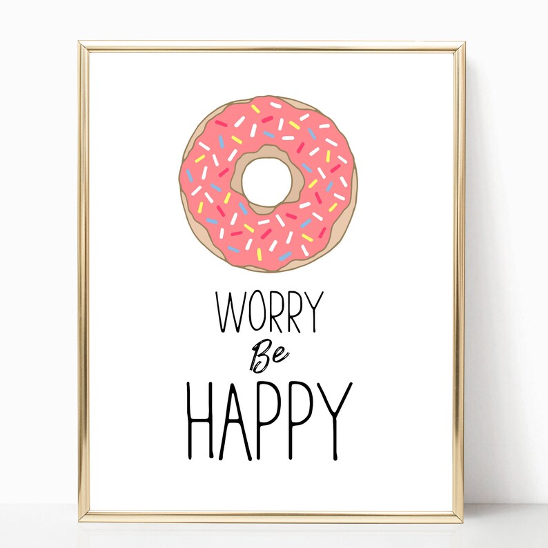 Donut Worry Be Happy 8x10 Printable, Instant Download, Donut Birthday ...