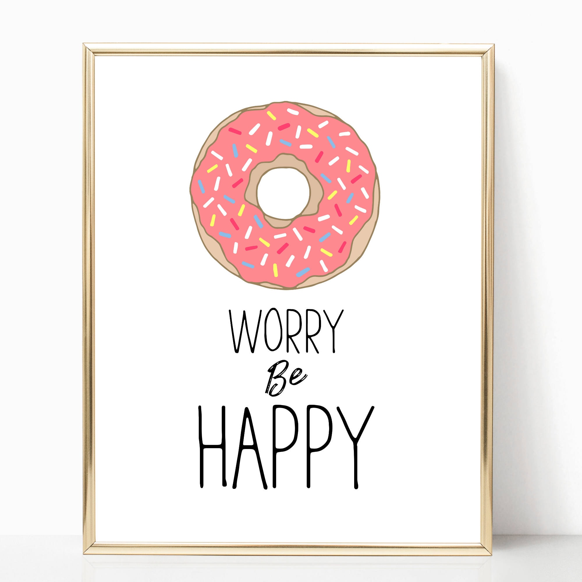 Donut Worry Be Happy 8x10 Printable, Instant Download, Donut Birthday ...