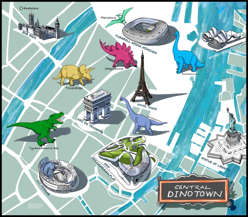 Dinotown Dinosaur Toys With 12 Figures, Tin Storage Box, Playing Mat ...