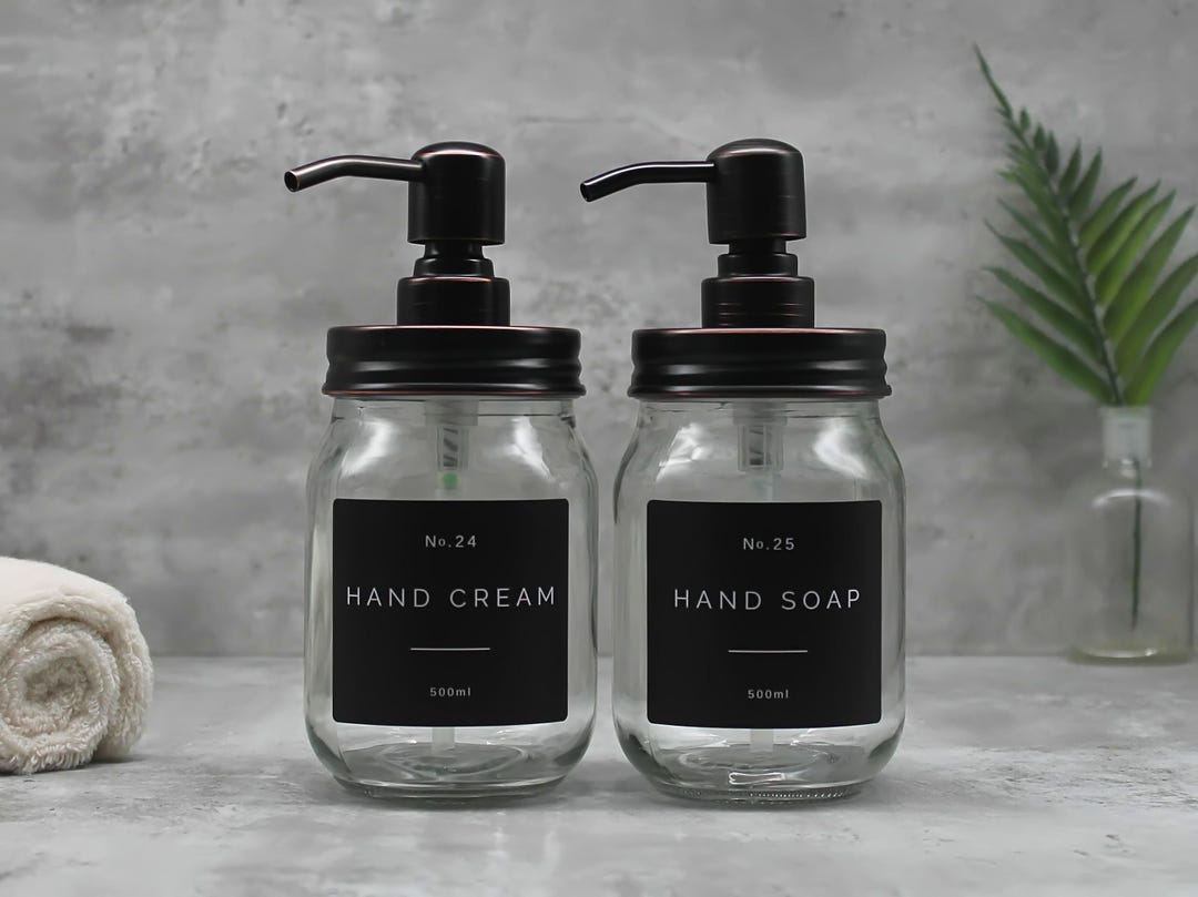 Mason Jar Hand Soap, Hand Cream Dispenser With Oil Rubbed Bronze Lid ...