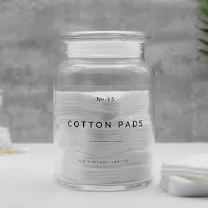 Clear Glass Cotton Buds Holder, Cotton Wool Pads Jar, Cotton Wool Balls ...