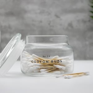 Clear Glass Cotton Buds Holder, Cotton Wool Pads Jar, Cotton Wool Balls ...