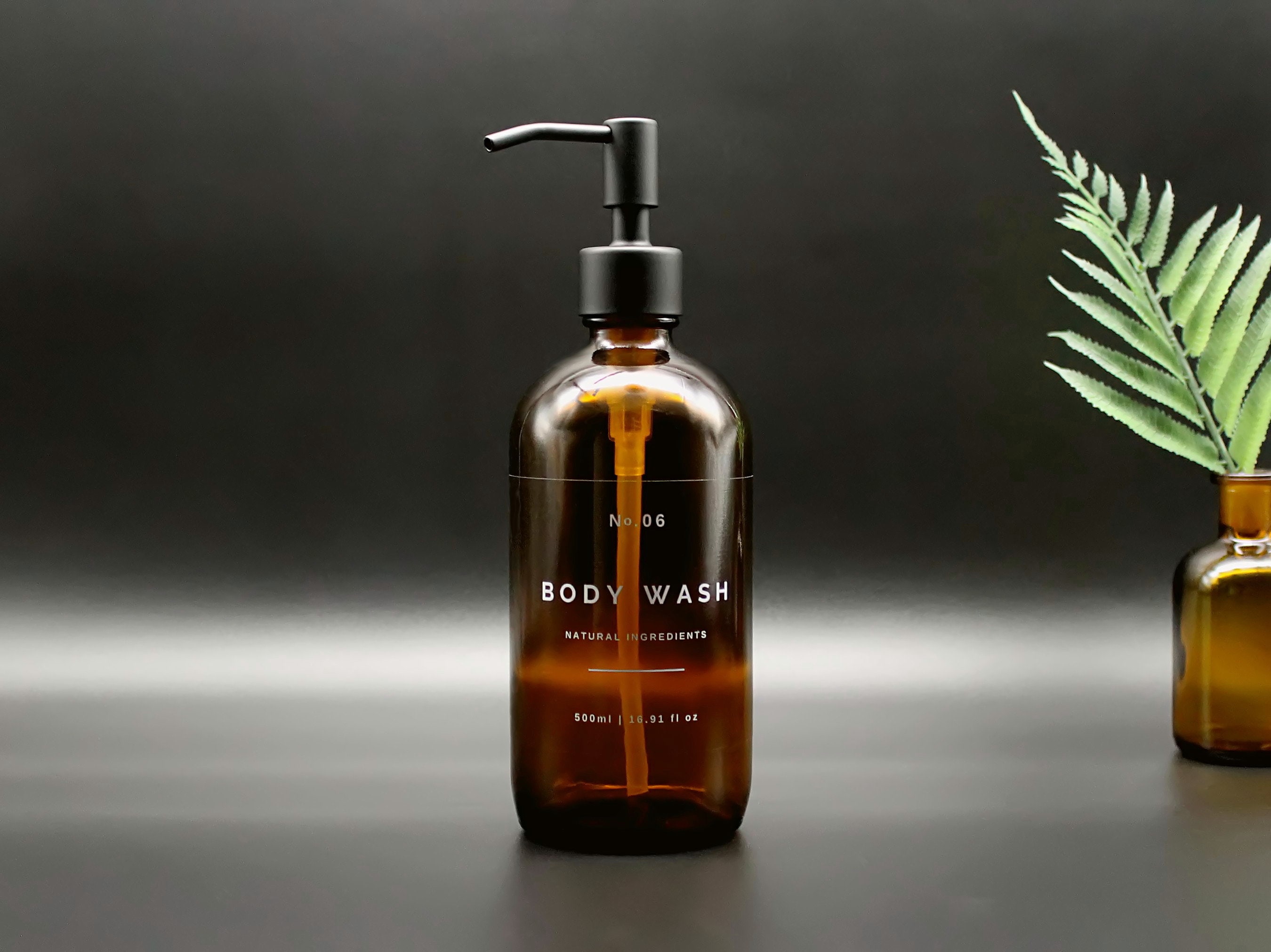 Amber Glass Bathroom Dispenser: Refillable Shampoo, Conditioner, Body ...