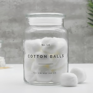 Clear Glass Cotton Buds Holder, Cotton Wool Pads Jar, Cotton Wool Balls ...