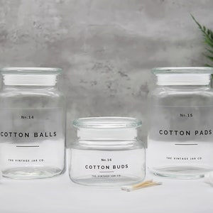 Clear Glass Cotton Buds Holder, Cotton Wool Pads Jar, Cotton Wool Balls ...