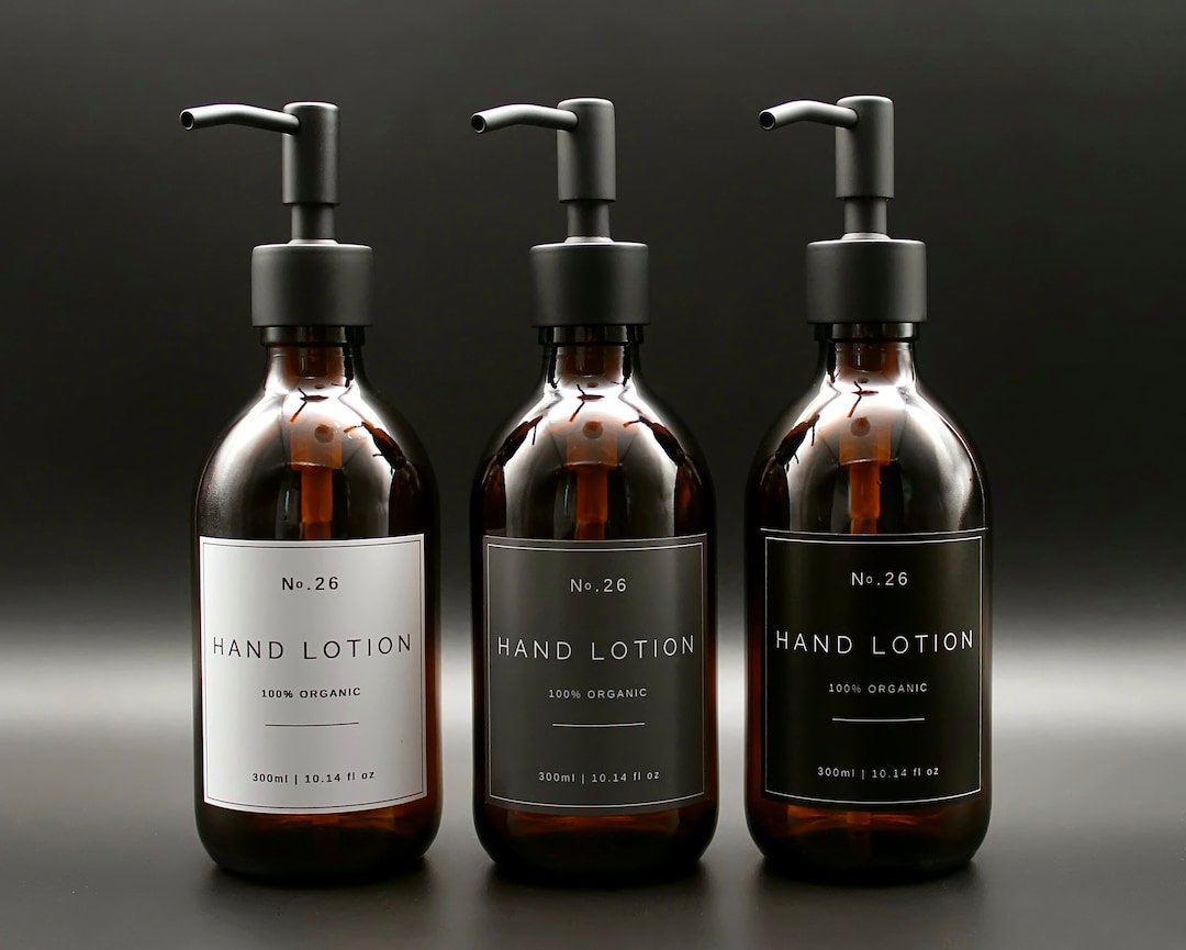 Hand Lotion Bottle | Amber Glass Bottle Dispenser | Refillable With ...