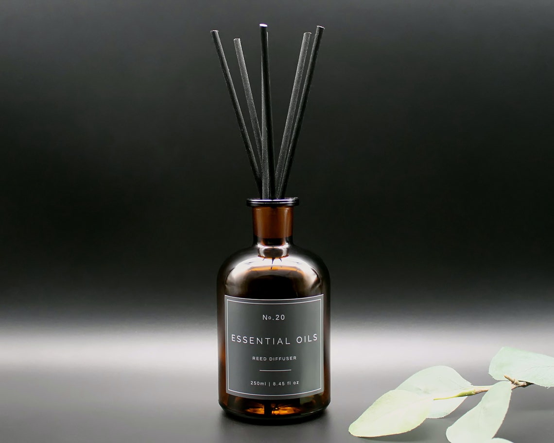 Amber Glass Apothecary Jar Reed Diffuser With White Grey or - Etsy