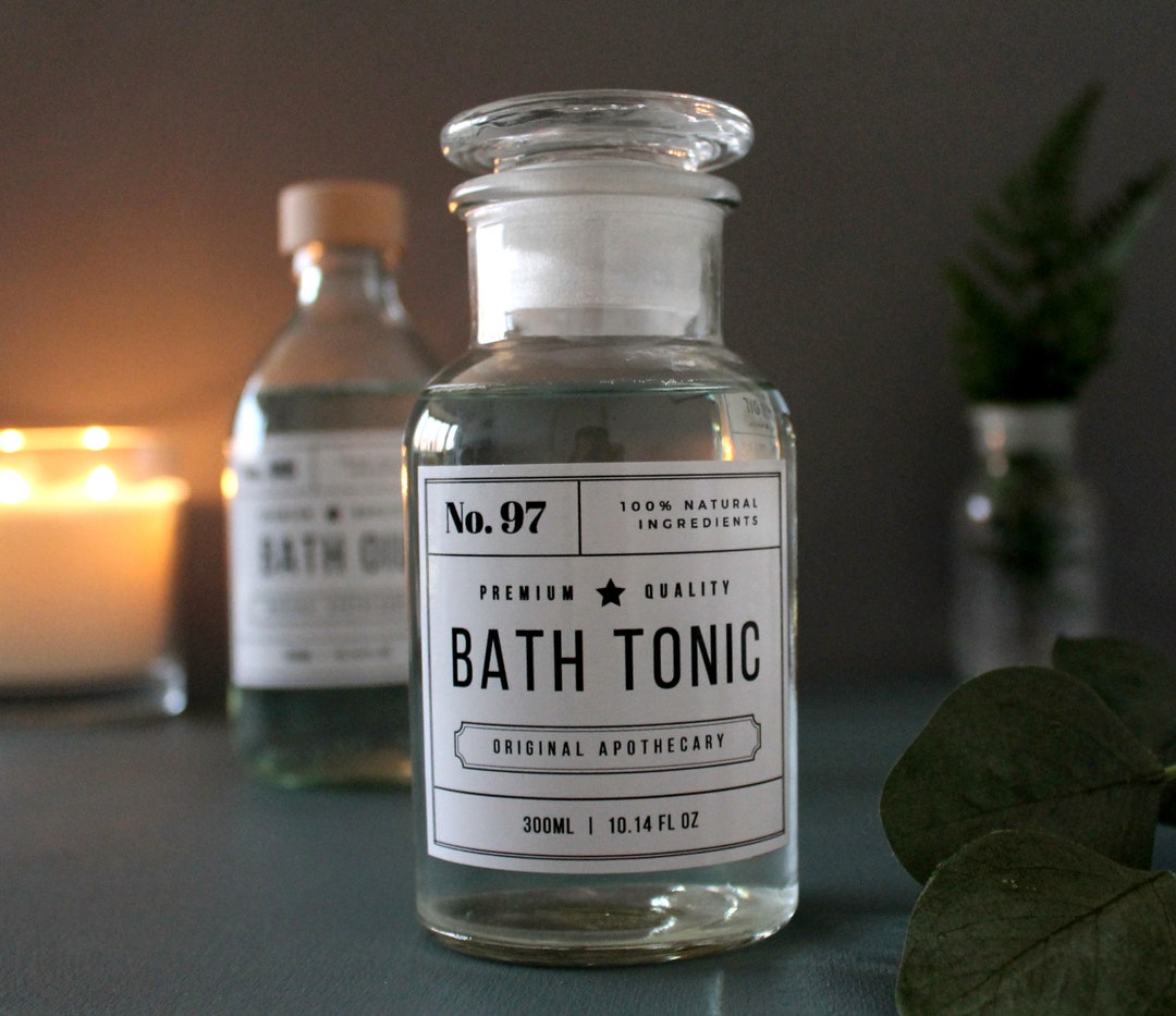 Refillable Clear Glass Bath Oil Bottle Bath Tonic Apothecary - Etsy