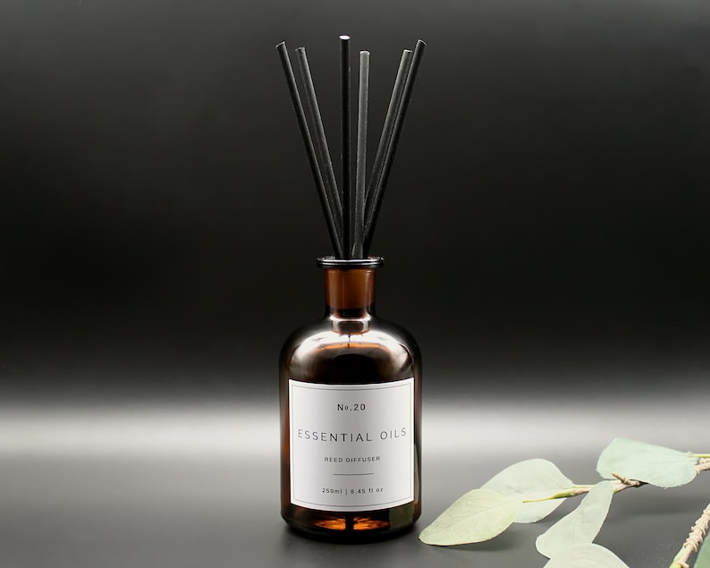 Amber Glass Apothecary Jar Reed Diffuser With White Grey or - Etsy