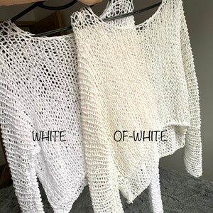 Yellow Fishnet Top Arm Knit Cotton Sweater - Hand Knit Cotton Women ...
