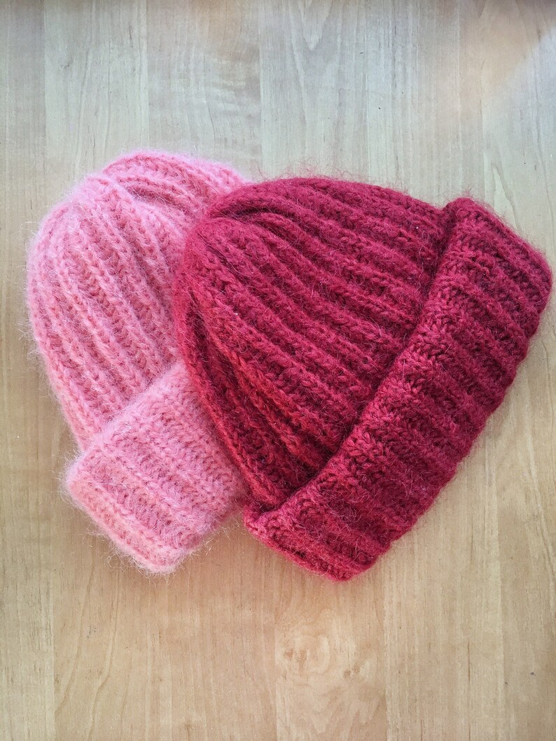 Red Mohair Beanie Ready to Ship Wool Beanie Arm Knitting - Etsy