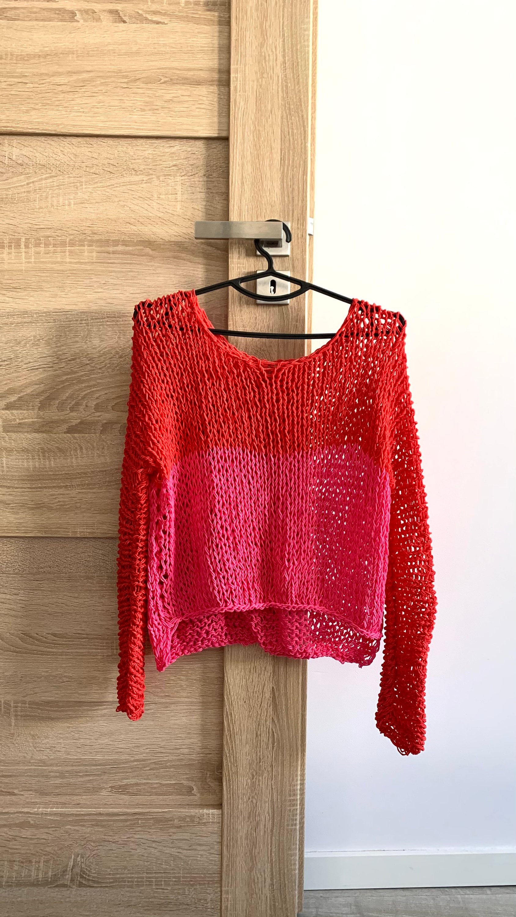 Fishnet Loose Top Pink and Red Beach Cotton Top Sloppy Knit Top Lax ...
