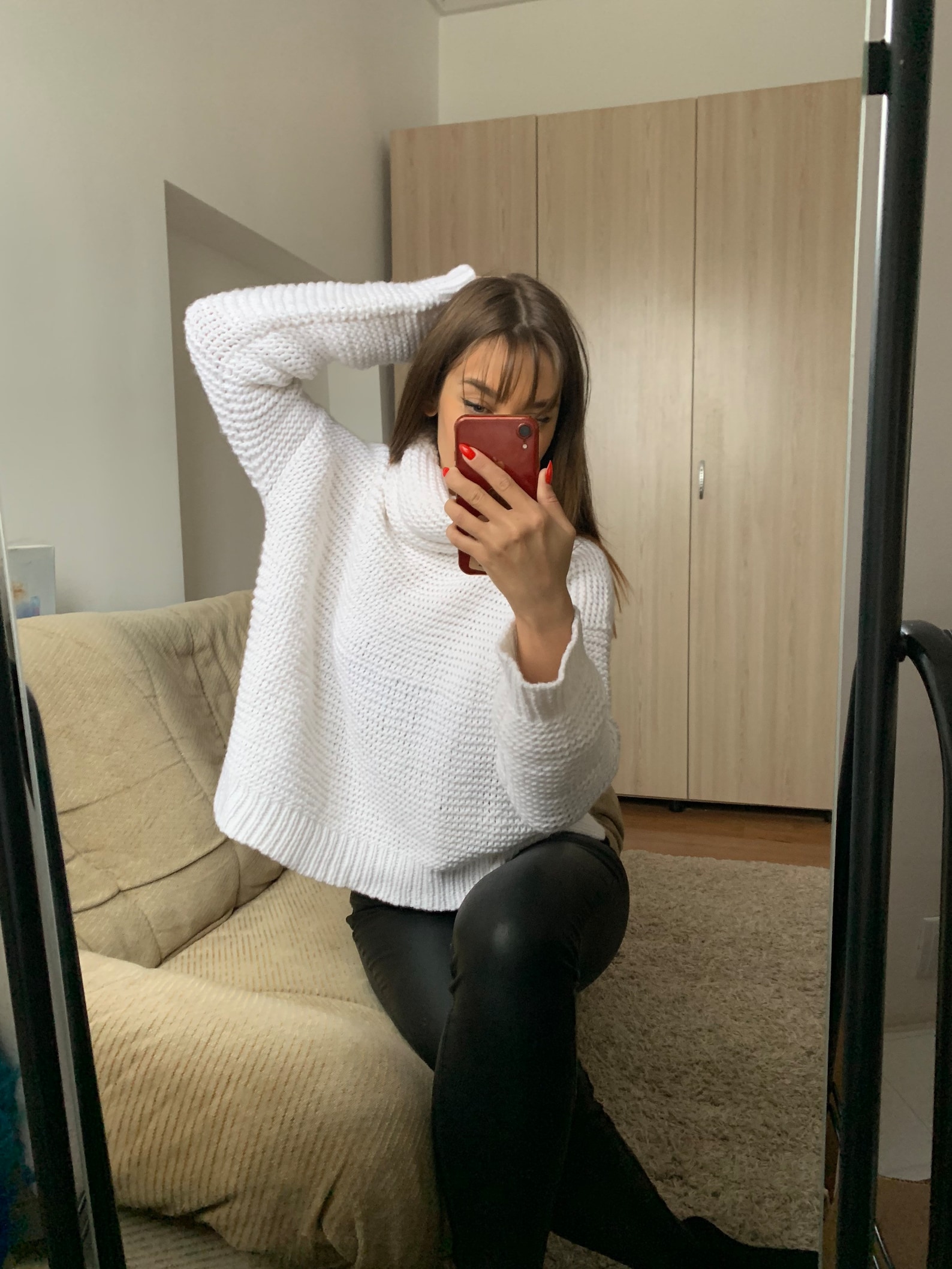 Hand Knit Sweater White Turtle Neck Sweater - Short White Sweater ...