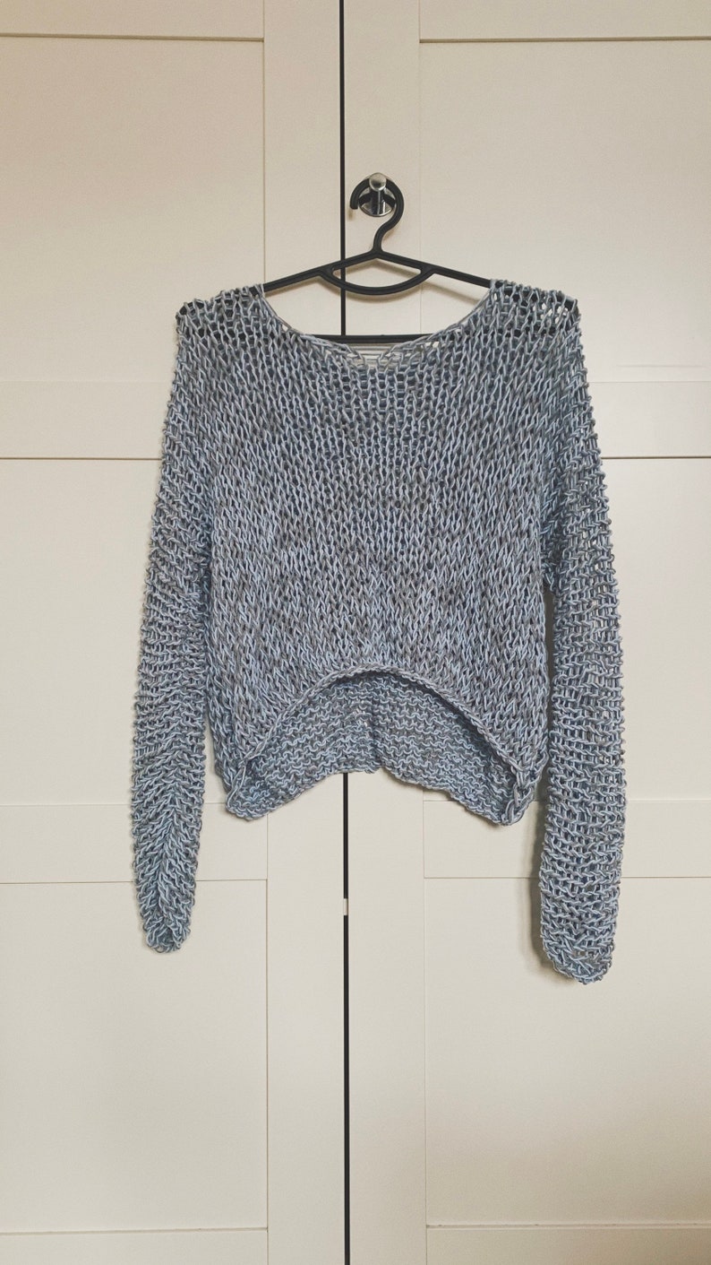 Blue Oversized Top With Gray Mix Color Loose Cotton Top Ready to Ship ...