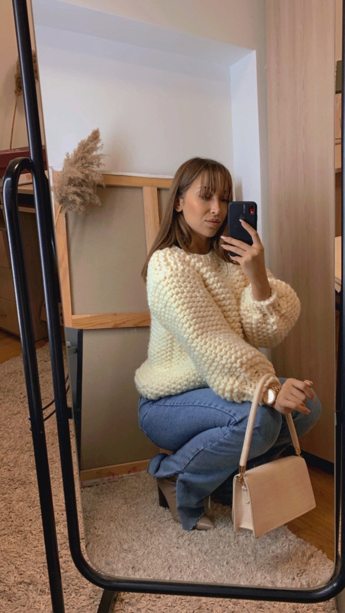 White Chunky Sweater Oversized Women Sweater White Knit Sweater ...