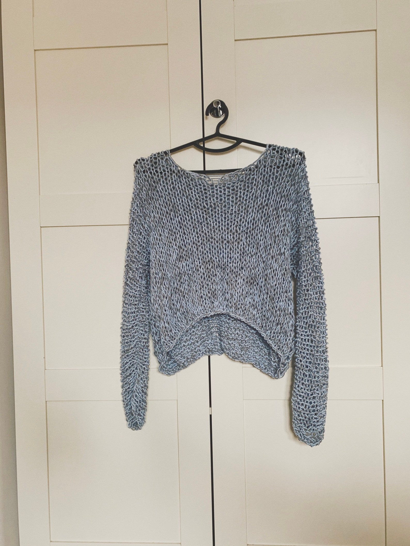 Blue Oversized Top With Gray Mix Color Loose Cotton Top Ready to Ship ...
