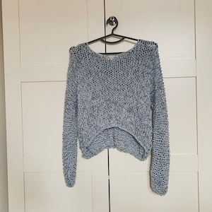 Blue Oversized Top With Gray Mix Color Loose Cotton Top Ready to Ship ...