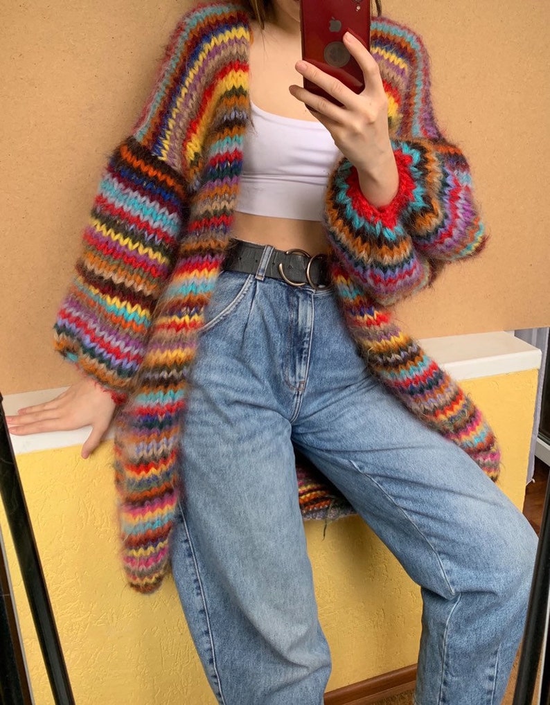 Rainbow Stripes Multicolor Cardigan One Size PRE-ORDER - Etsy