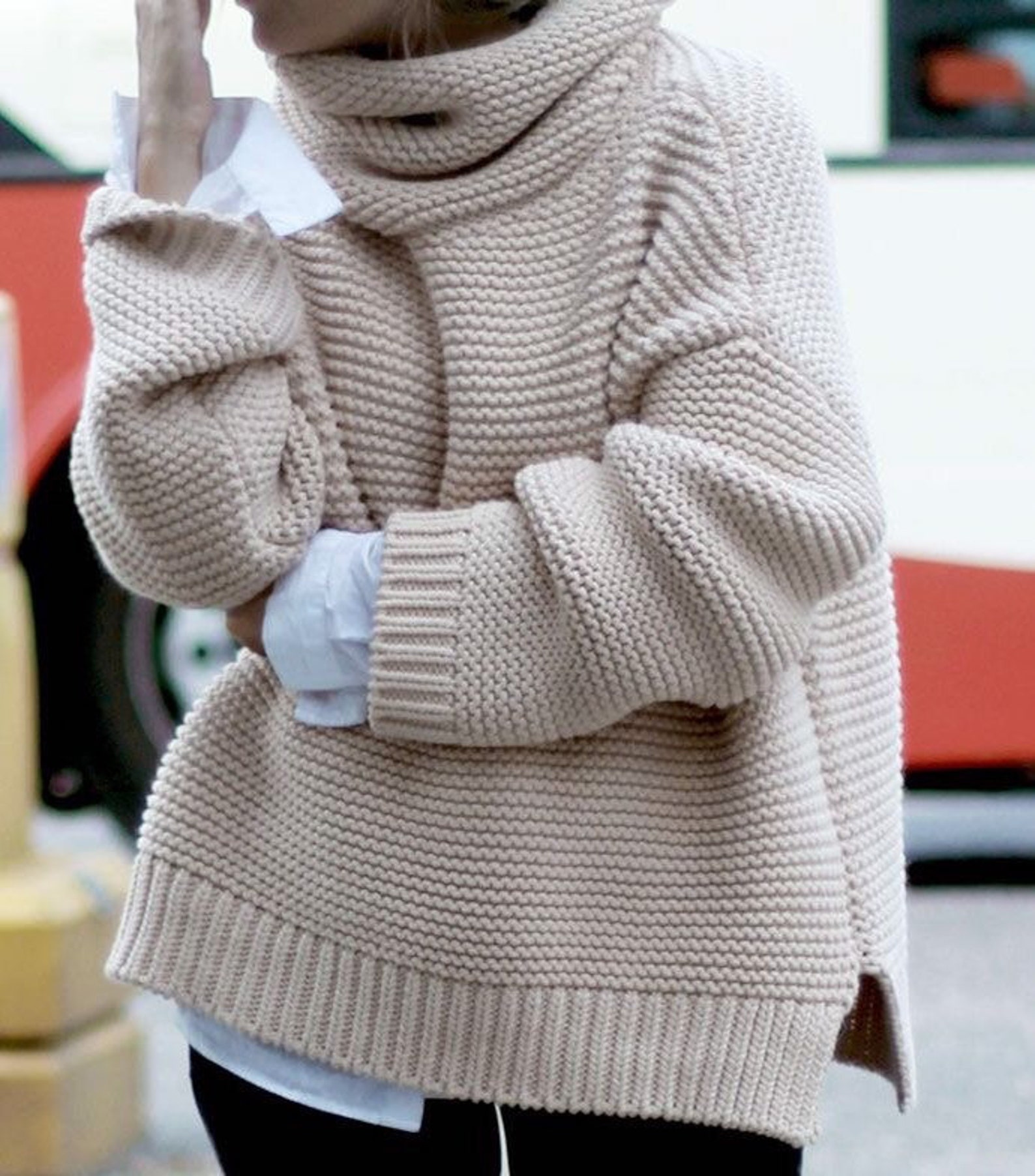 Hand Knit Sweater White Turtle Neck Sweater Short White | Etsy