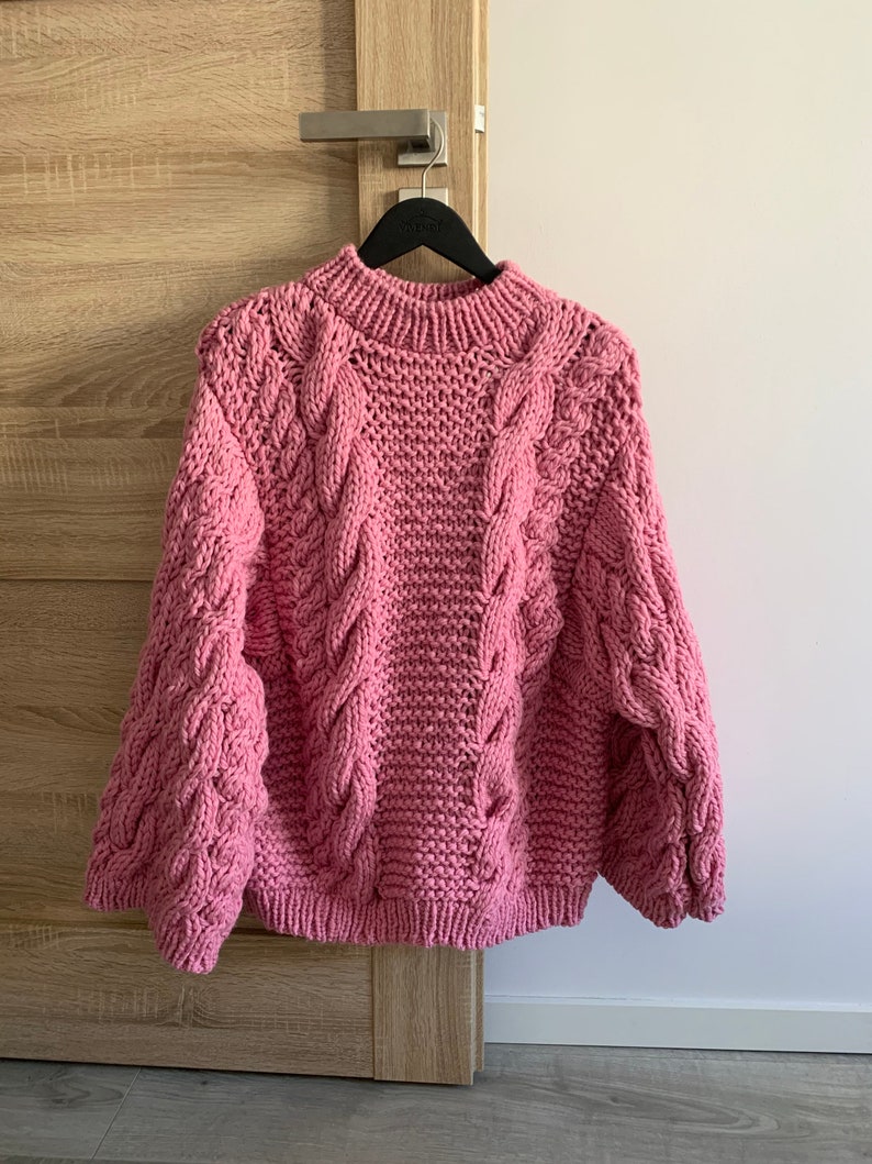 Womens Powder Color Pullover Hand Knit Womens Wool Oversized - Etsy