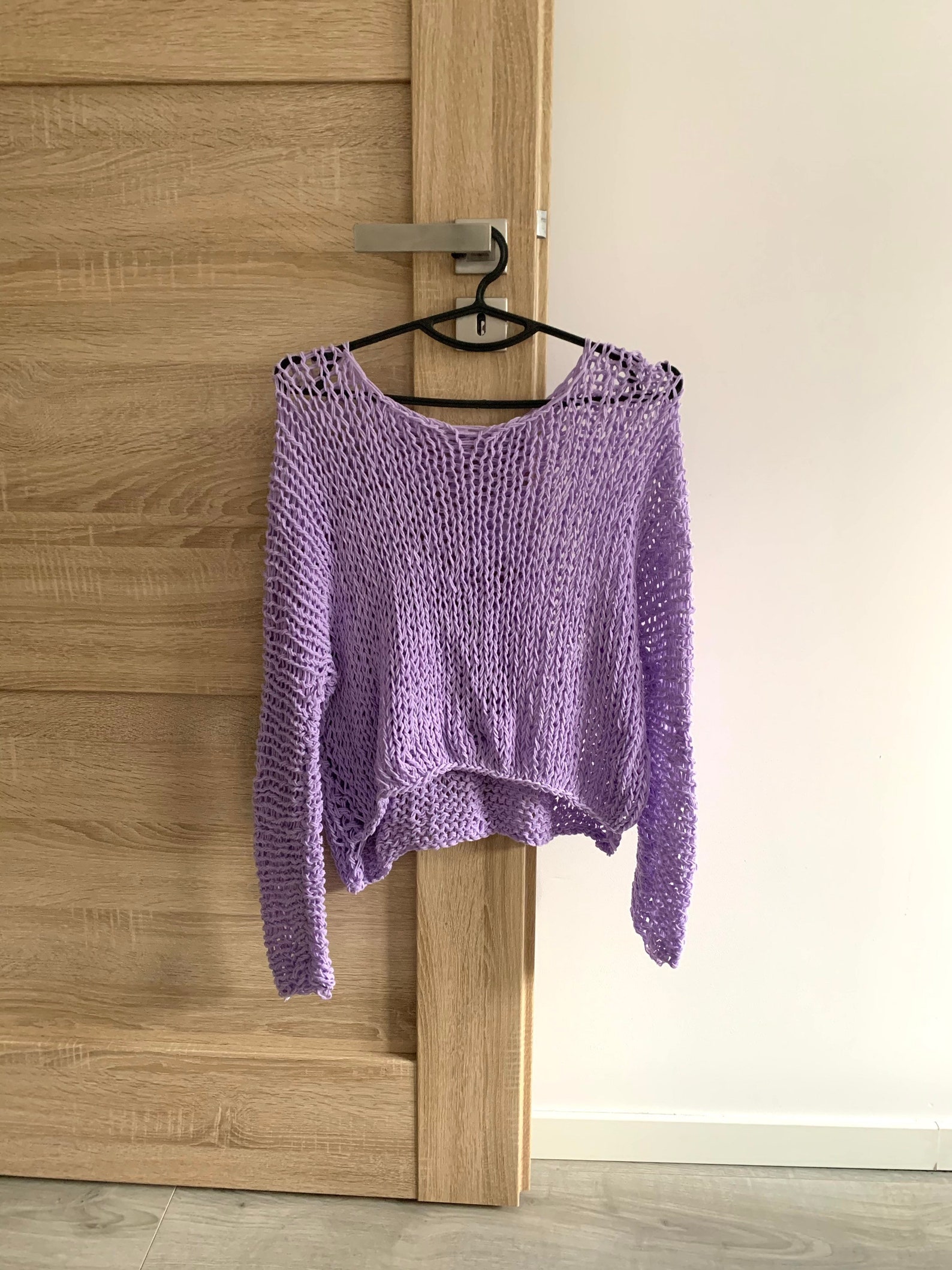 White Knit Cotton Sweater - Hand Knit Cotton Women Sweater - Loose ...