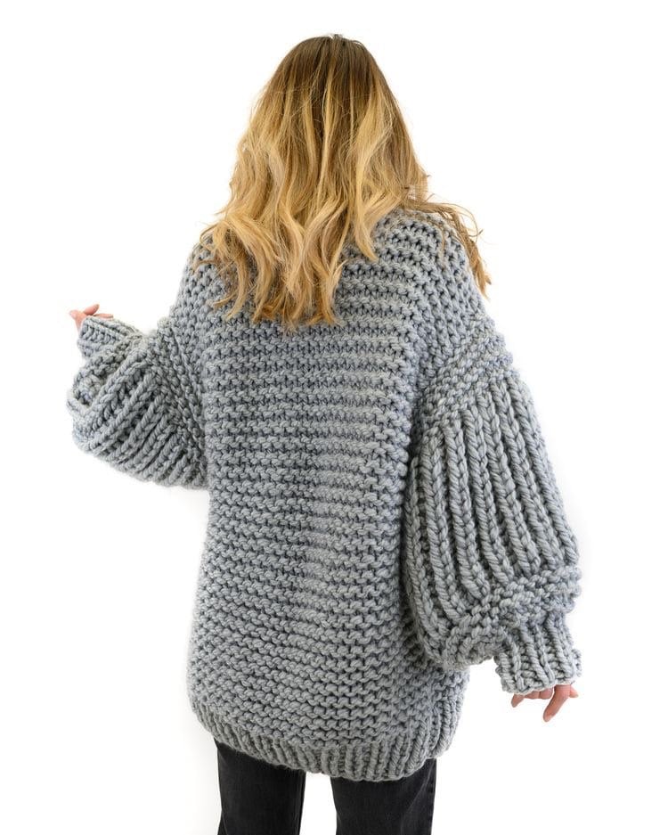 Oversized Grey Chunky Cardigan Hand Knit Cardigan From - Etsy